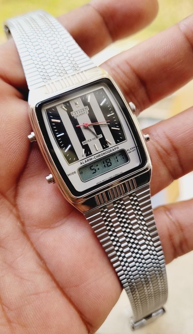 NOS Citizen Suits Ana-Digi Alarm Chronograph Racing Retro Style Watch ...