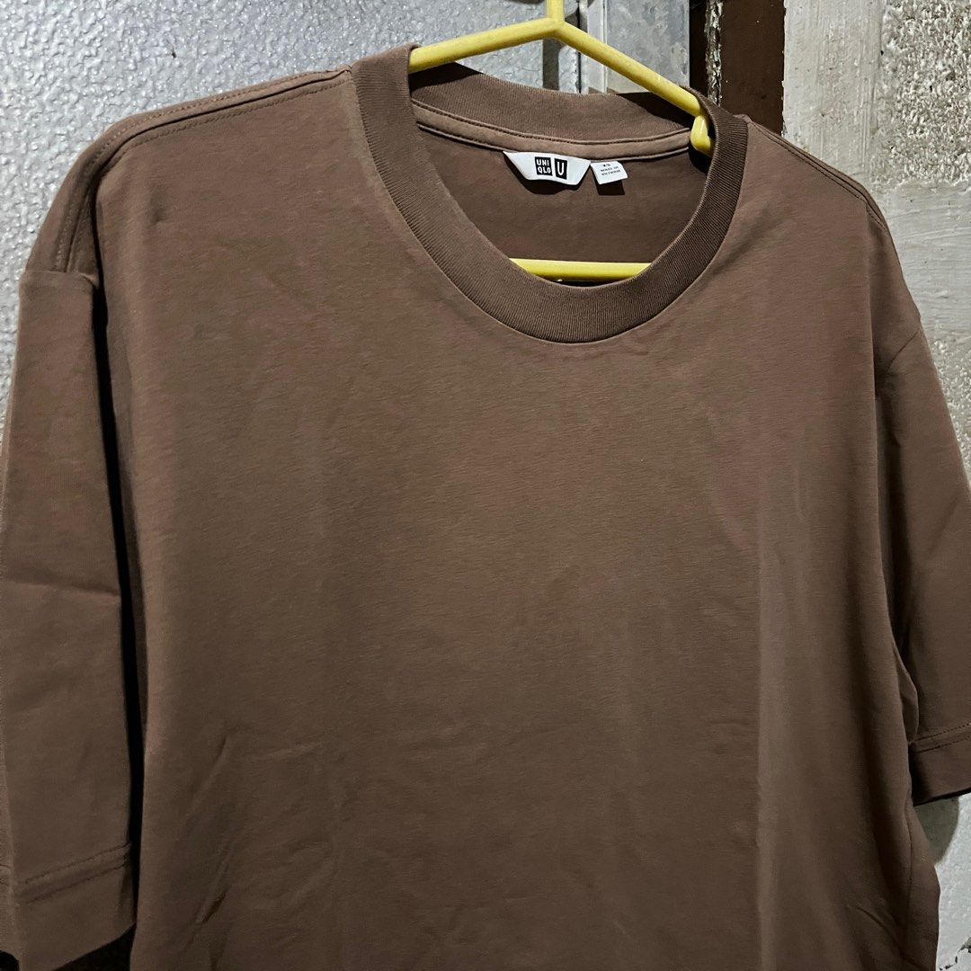 Original Uniqlo Airism Cotton Oversized Shirt in Brown, Women's Fashion ...