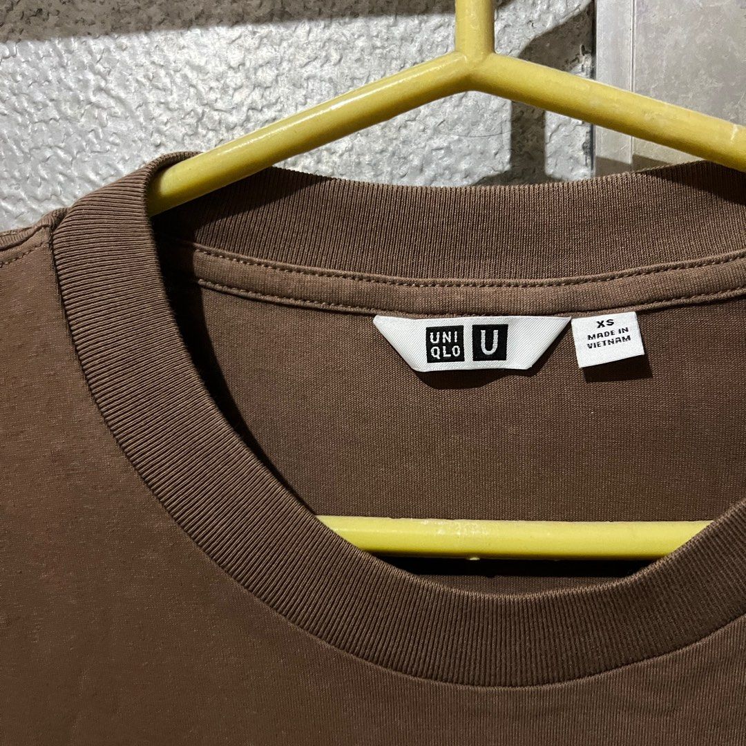 Original Uniqlo Airism Cotton Oversized Shirt in Brown, Women's Fashion ...