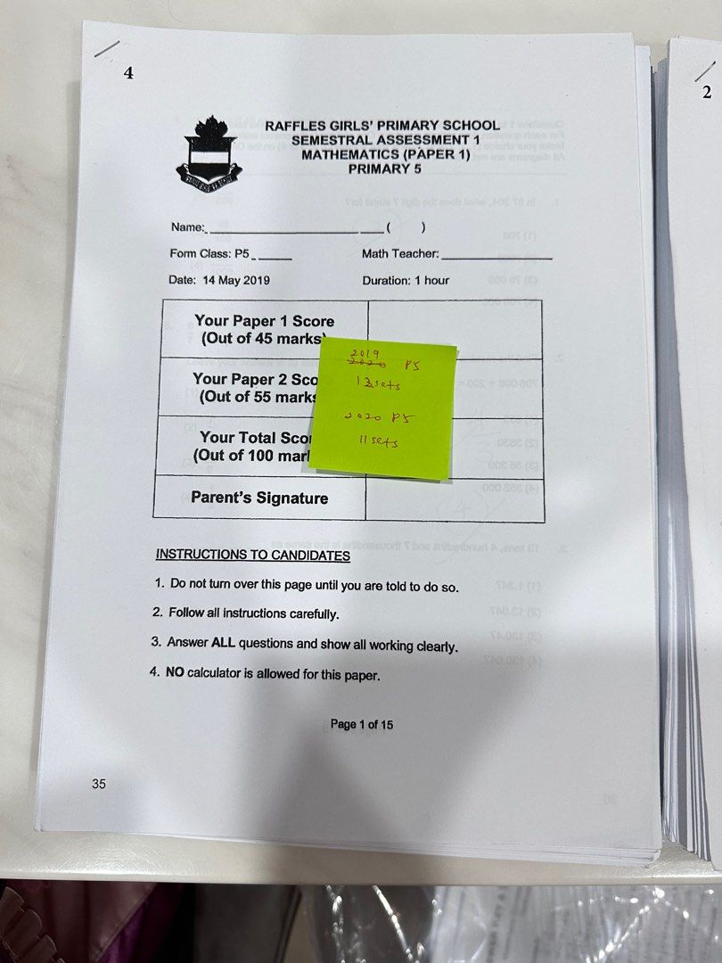 P5 Maths Top School Test paper, Hobbies & Toys, Books & Magazines ...