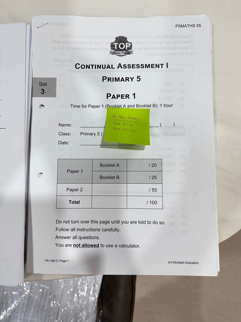 P5 Maths Top School Test paper, Hobbies & Toys, Books & Magazines ...