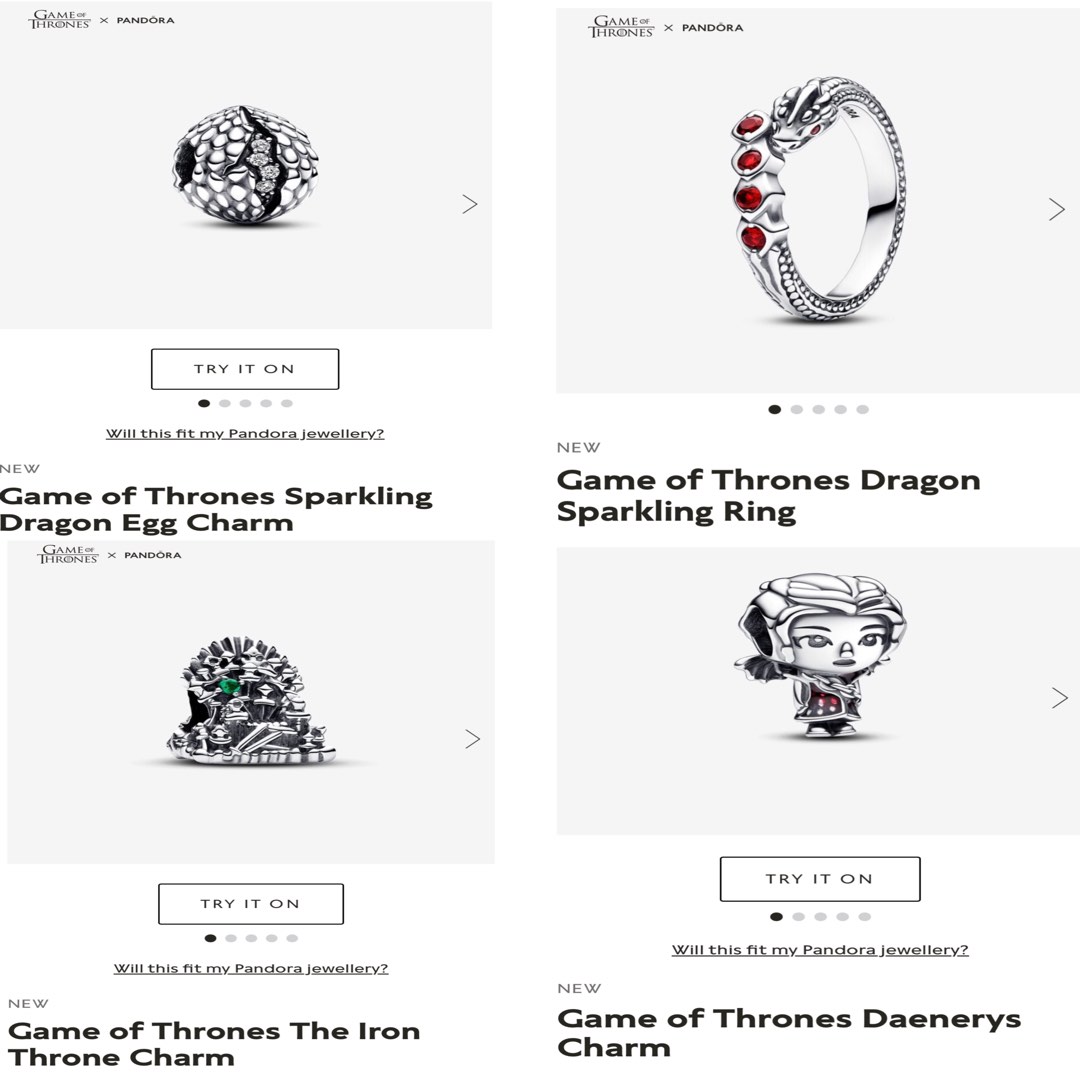 Pandora Game of Thrones collection, Men's Fashion, Watches ...