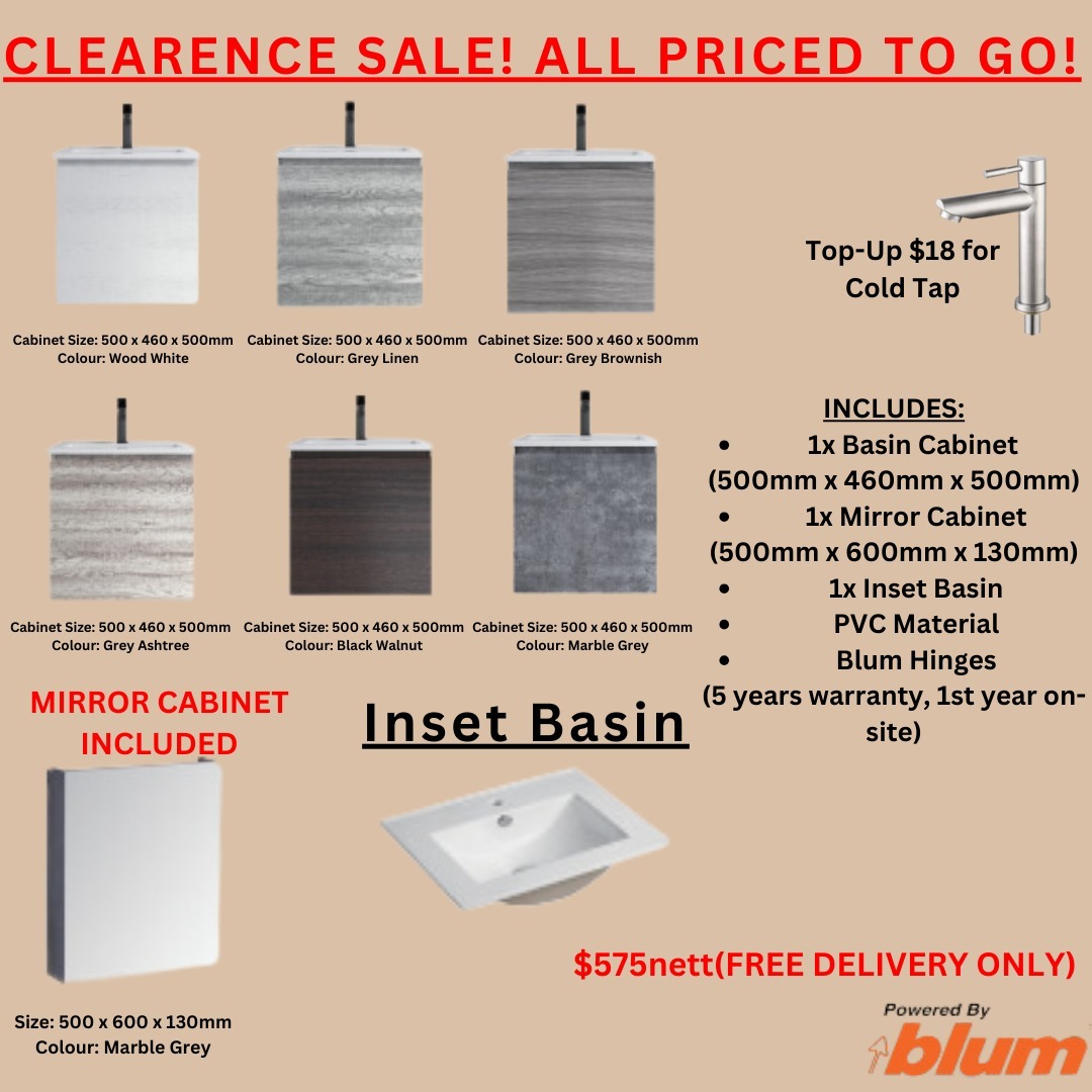 PVC Basin Cabinet & Mirror Cabinet Package, Furniture & Home Living ...