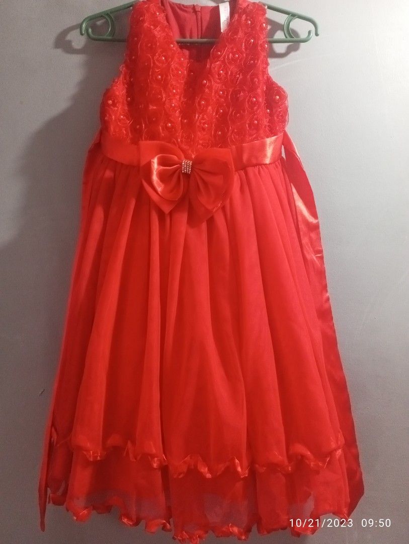 Red semi gown for kids, Babies & Kids, Babies & Kids Fashion on Carousell