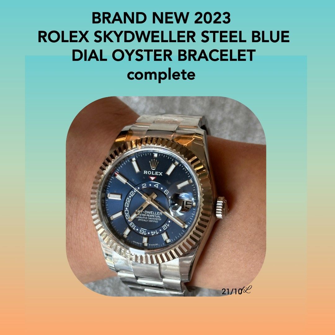 ROLEX SKYDWELLER STEEL BLUE DIAL OYSTER BRACELET 2023, Barang Mewah ...