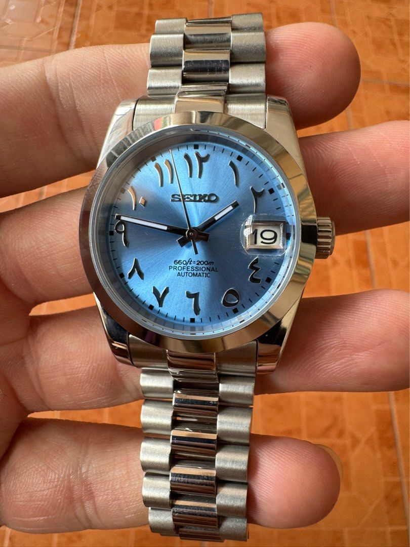 Seiko Mod - 36mm Arabic Blue SunBurst Dial, Women's Fashion, Watches ...
