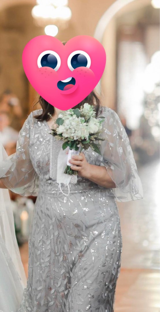 Silver/Gray Mother of the Bride/Groom, Ninang Gown, Women's Fashion ...