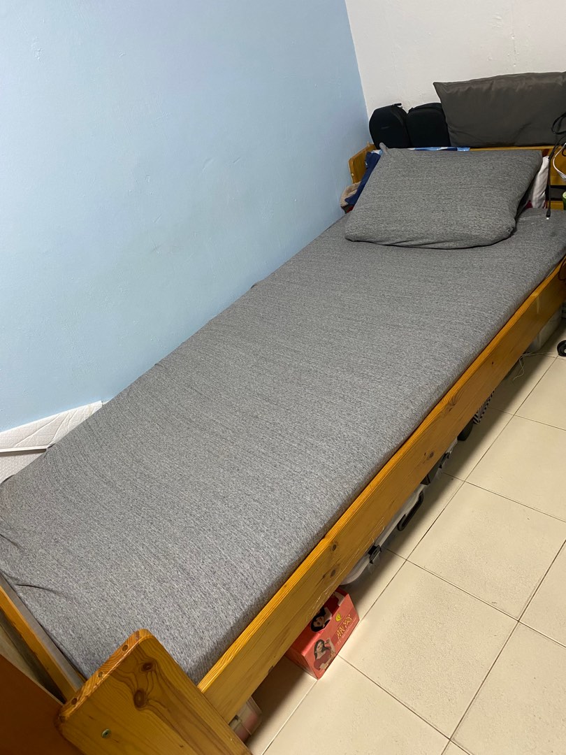 Solid Wood Single Bed Frame (Low Height - Elderly Friendly), Furniture ...
