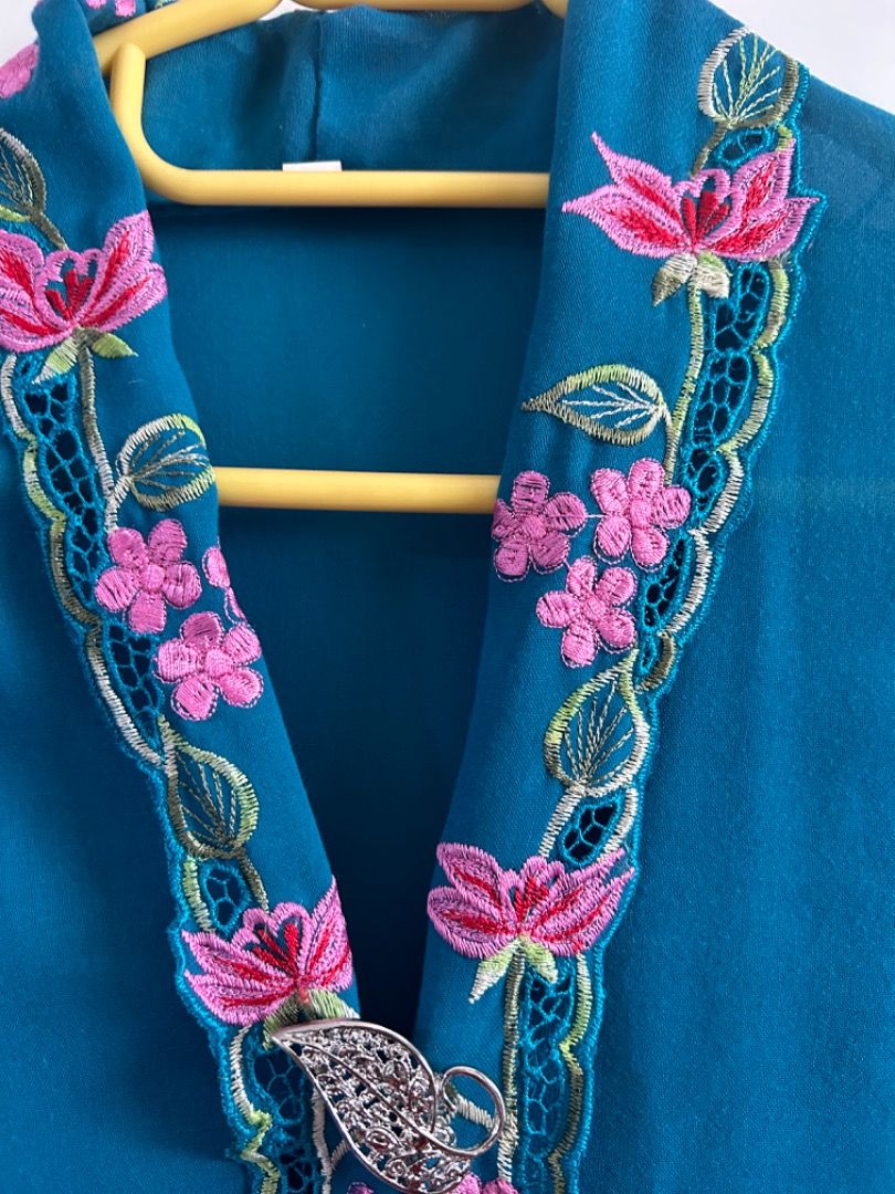 Sky blue Nyonya Kebaya and Sarong set, Women's Fashion, Dresses & Sets ...