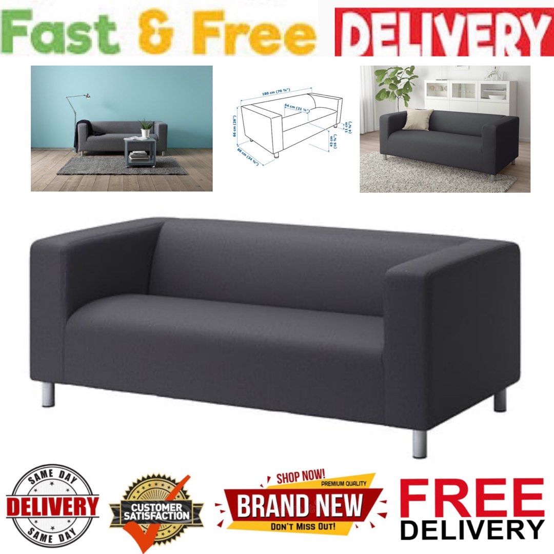 Sofa KLIPPAN 2-seat sofa Vissle grey, Furniture & Home Living, Furniture, Sofas on Carousell