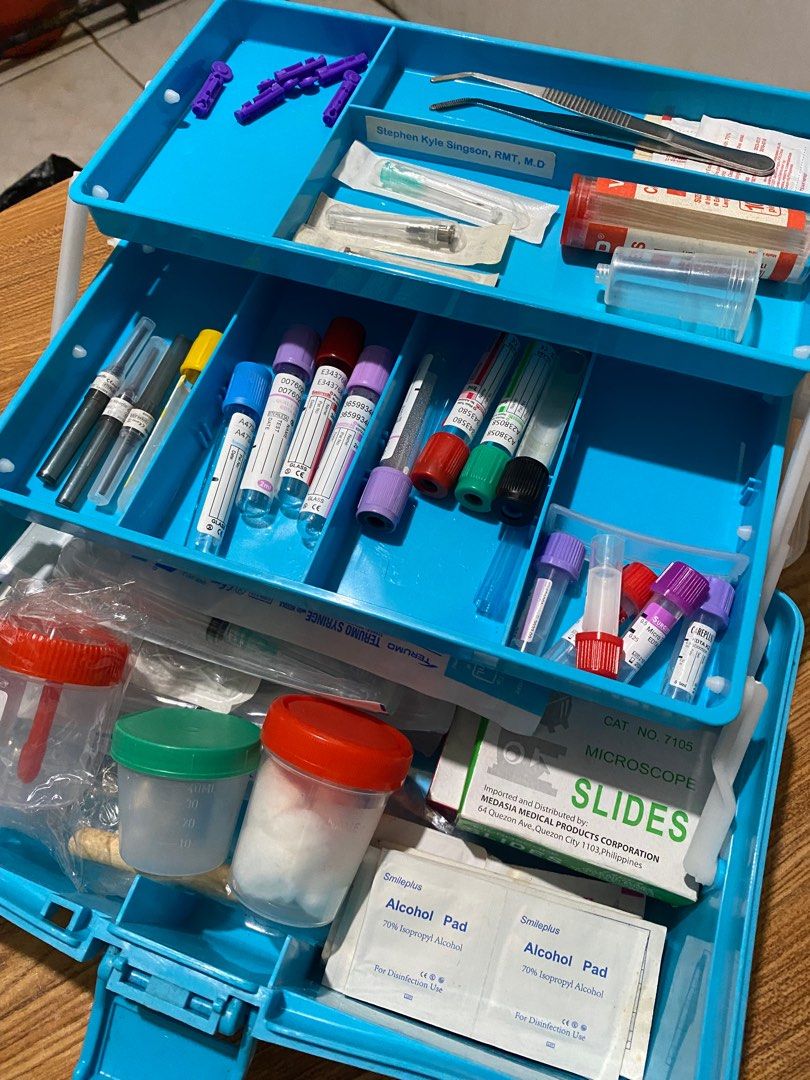 Tackle box (with supplies) phlebotomy kit, Health & Nutrition, Medical ...