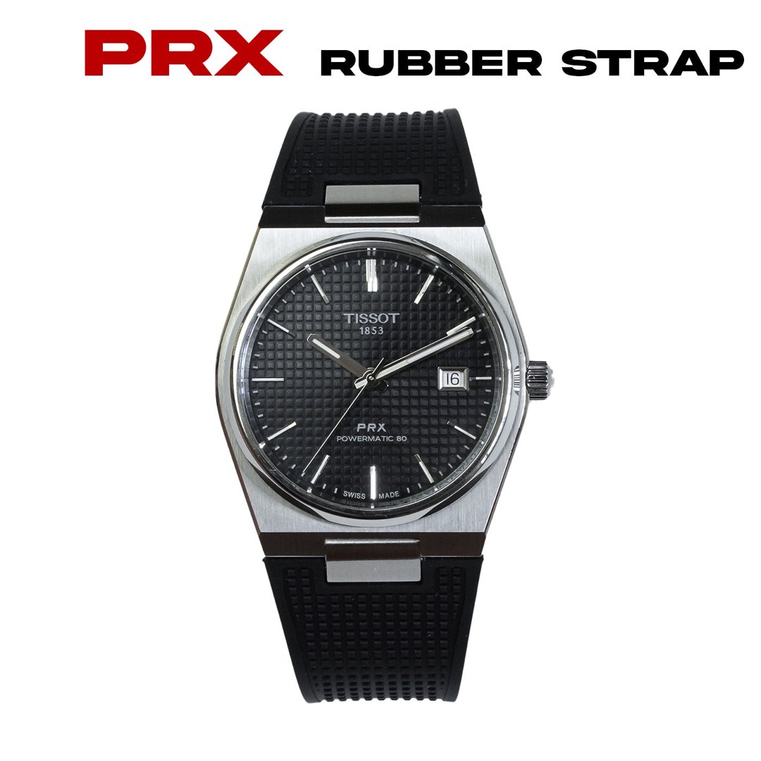 Tissot PRX rubber strap with metal adapter, Men's Fashion, Watches ...