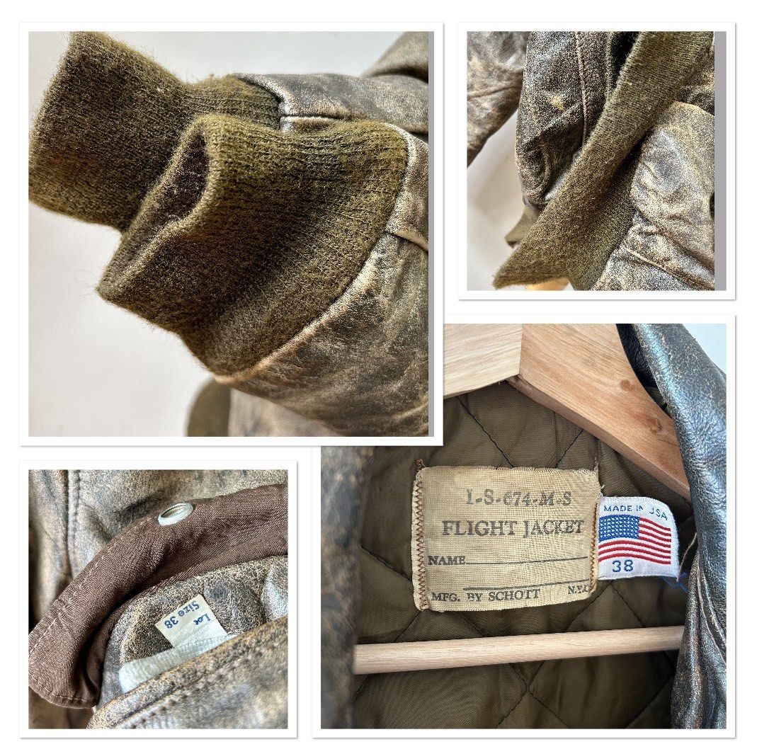 Vintage SCHOTT USA-made real leather jacket Tag 38, Men's Fashion ...