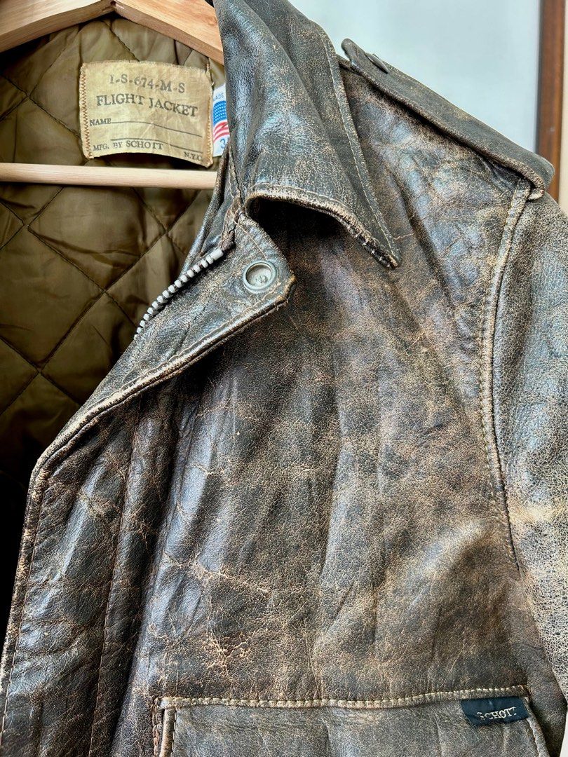 Vintage SCHOTT USA-made real leather jacket Tag 38, Men's Fashion ...