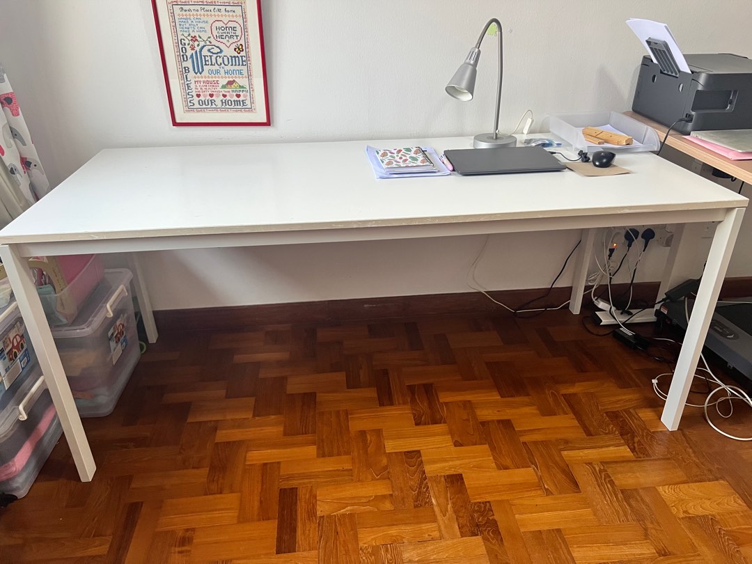 White study table, Furniture & Home Living, Furniture, Tables & Sets on ...