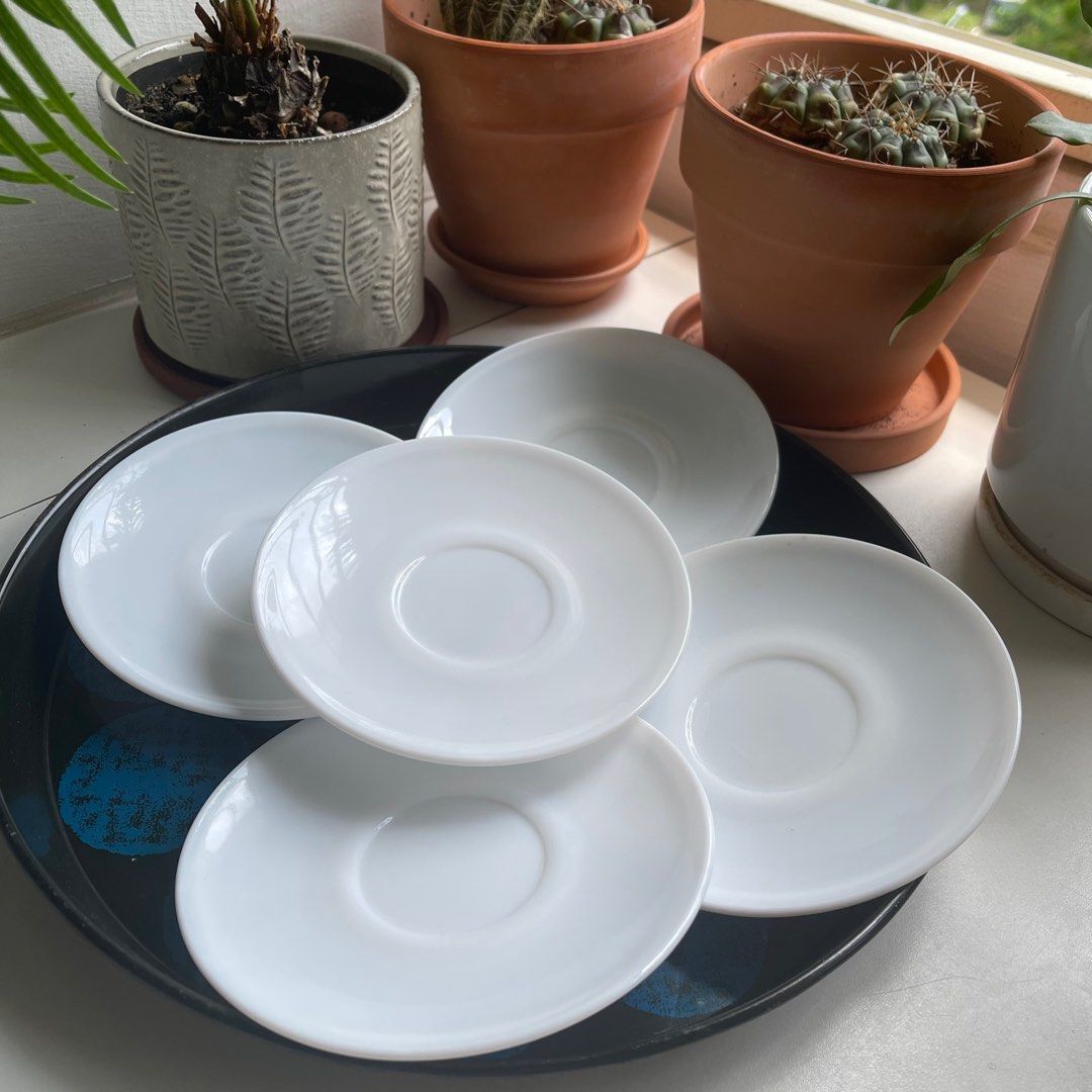 5 Milk Glass Saucers made in France, Furniture & Home Living ...