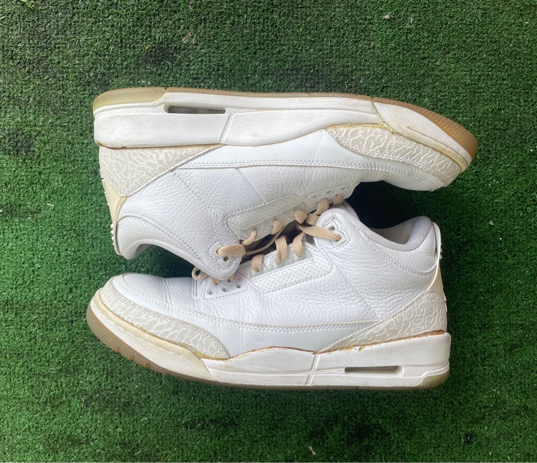 Air Jordan 3 Pure White, Men's Fashion, Footwear, Sneakers on Carousell
