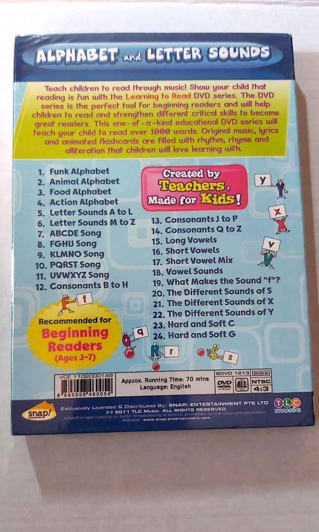 ALPHABET and LETTER SOUNDS DVD, Hobbies & Toys, Music & Media, CDs ...