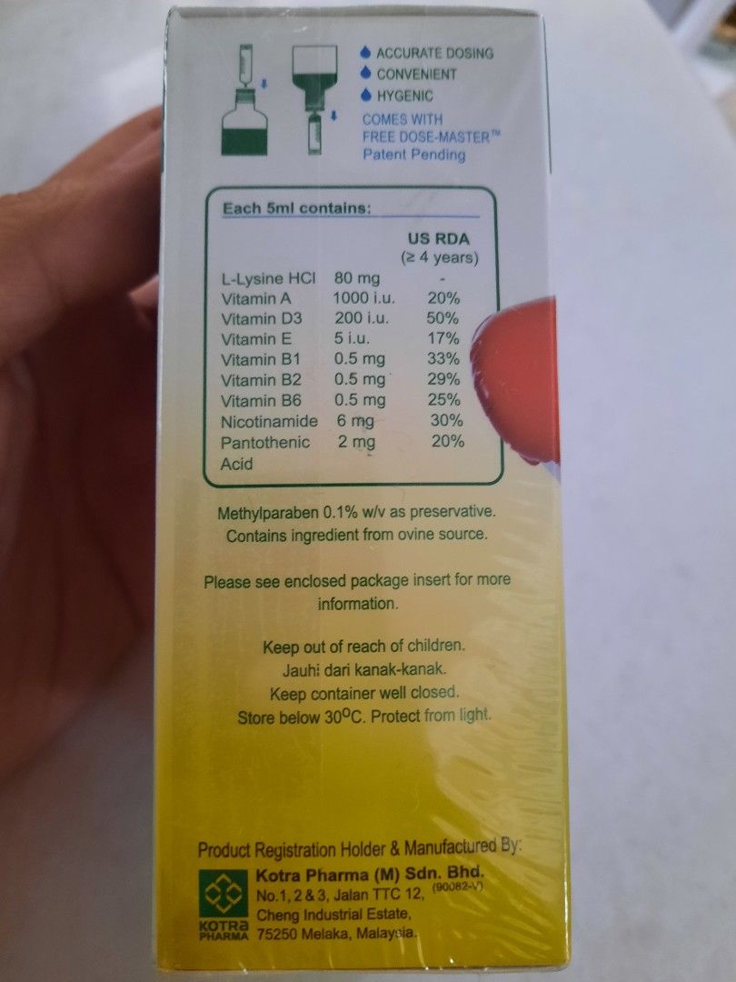 Appeton My Lysine Healthy Growth 120ml Health Supplement Syrup, Babies ...