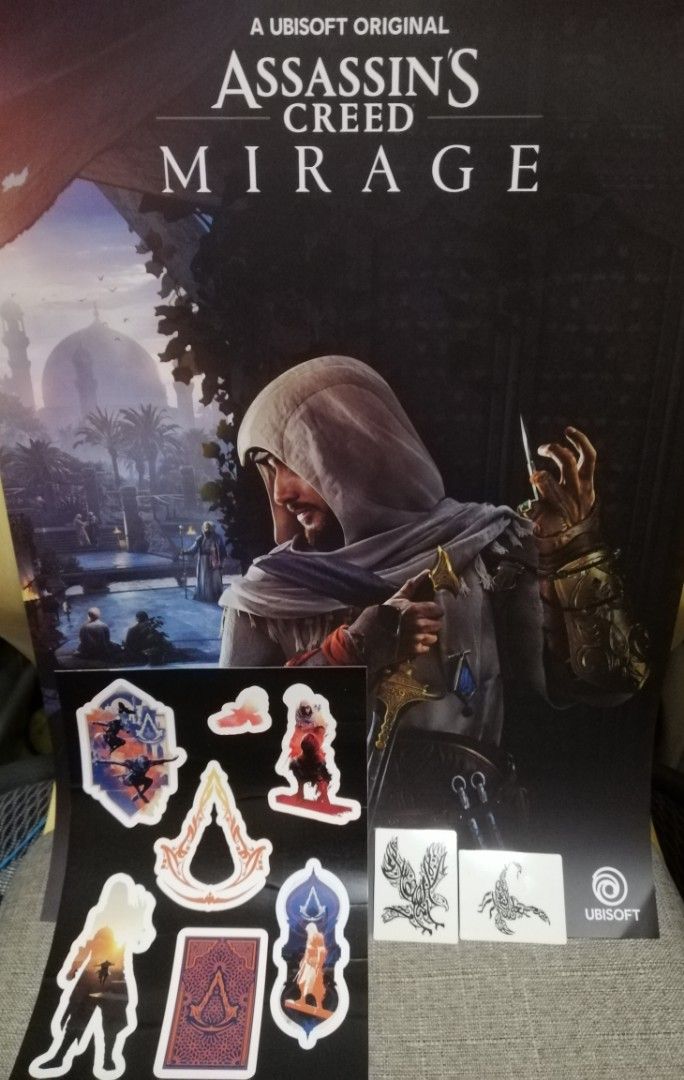 Assassin's Creed Mirage Deluxe Edition 2 Posters Stickers and tattoo, Steelcase Steelbook ...