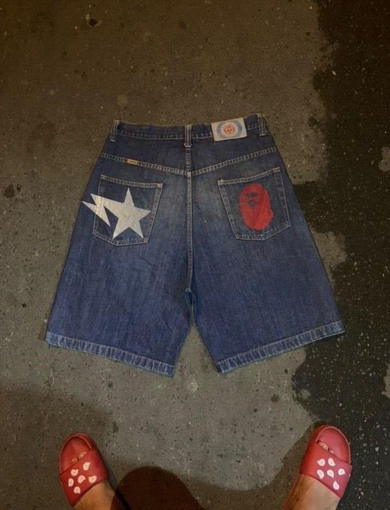 Bape Sta Denim Jorts (Blue), Men's Fashion, Bottoms, Shorts on Carousell