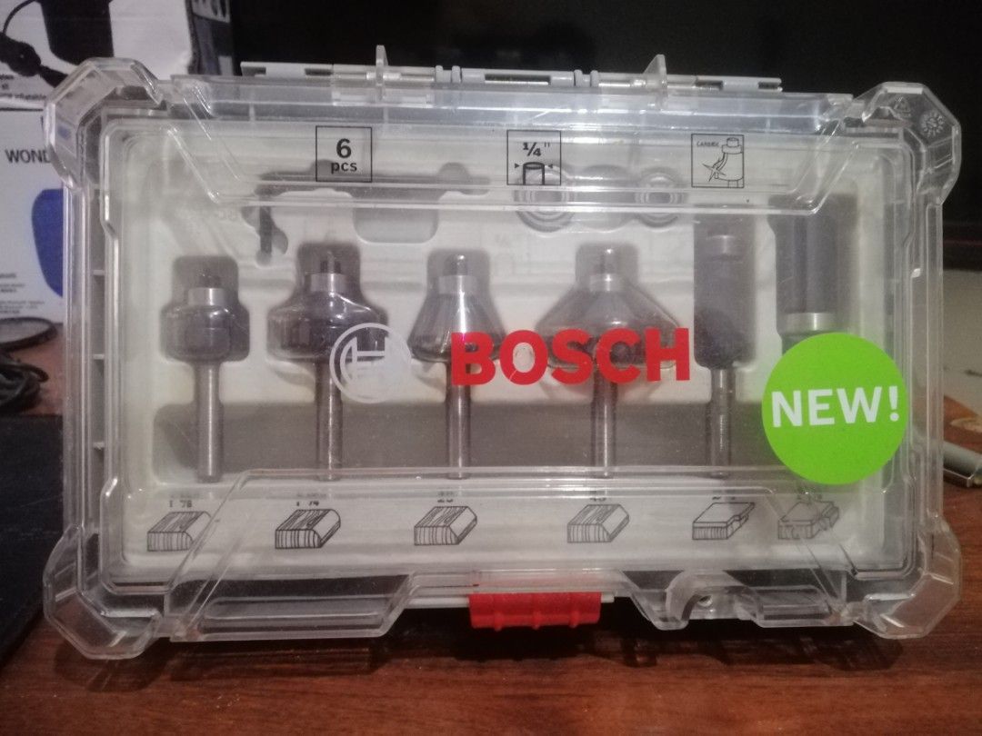 Bosch router bit set 6 pcs, Commercial & Industrial, Construction Tools ...