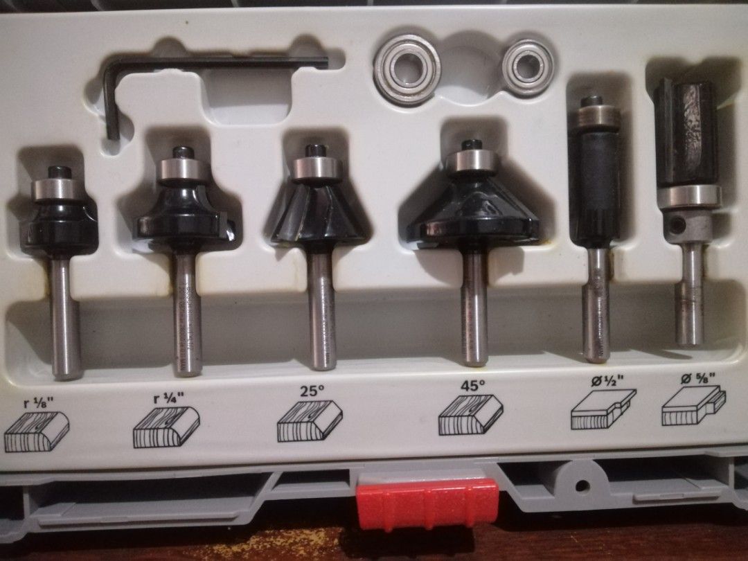 Bosch router bit set 6 pcs, Commercial & Industrial, Construction Tools ...