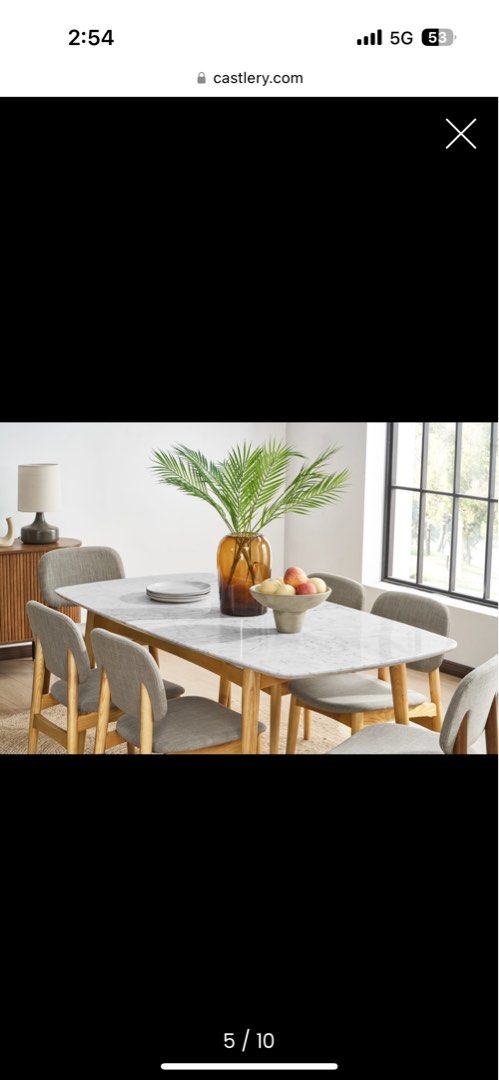 Castlery Kelsey Marble Dining Table Natural Ash, Furniture & Home ...