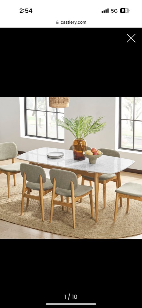 Castlery Kelsey Marble Dining Table Natural Ash, Furniture & Home ...