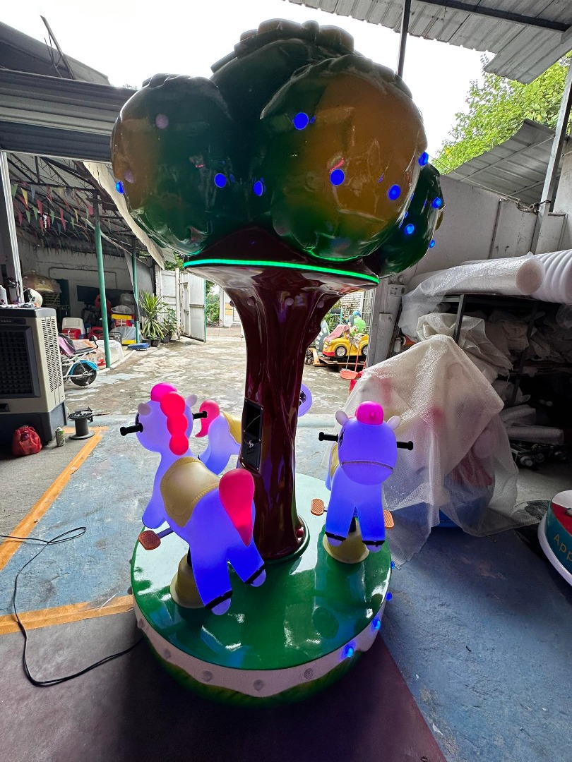 Coin Operated Kid Games Tree Carousel For 3 Players Kiddie Rides Game ...