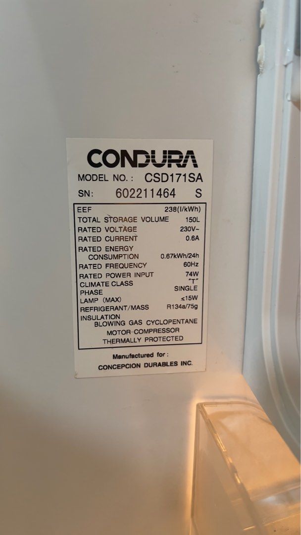 Condura Single Door Refrigerator (Model: CSD171SA), TV & Home ...