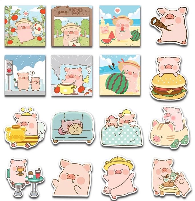 Cute Duck and Pig PVC laptop stickers, Hobbies & Toys, Stationery ...