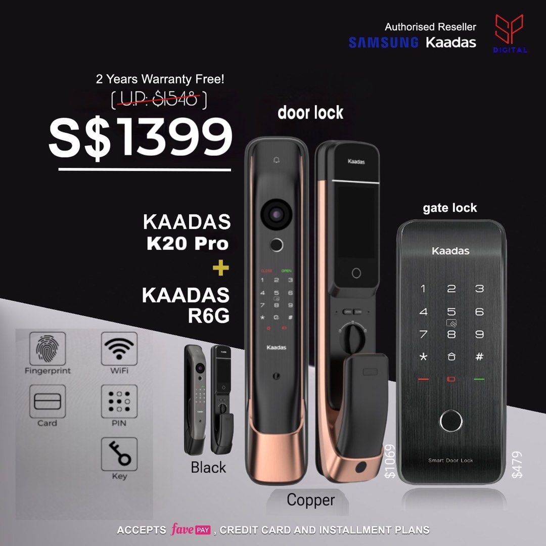 Digital lock door bundle Synchronise plus bundle Kaadas k9 and kaadas R8GD digital lock door ...
