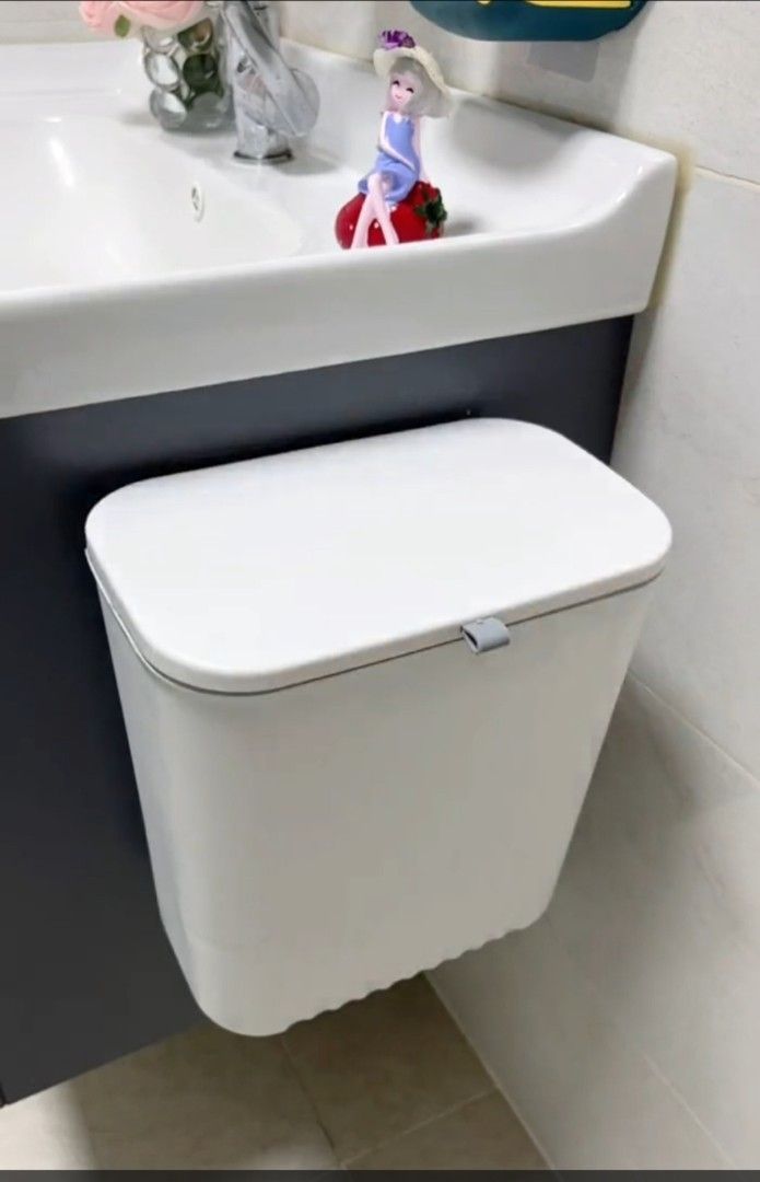 Hanging Kitchen Dustbin with Sliding Lid Cover, Furniture & Home Living ...