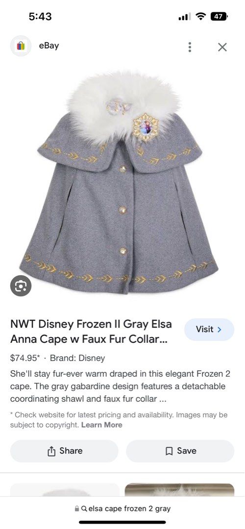 Elsa Frozen 2 cape (Disney), Babies & Kids, Babies & Kids Fashion on ...