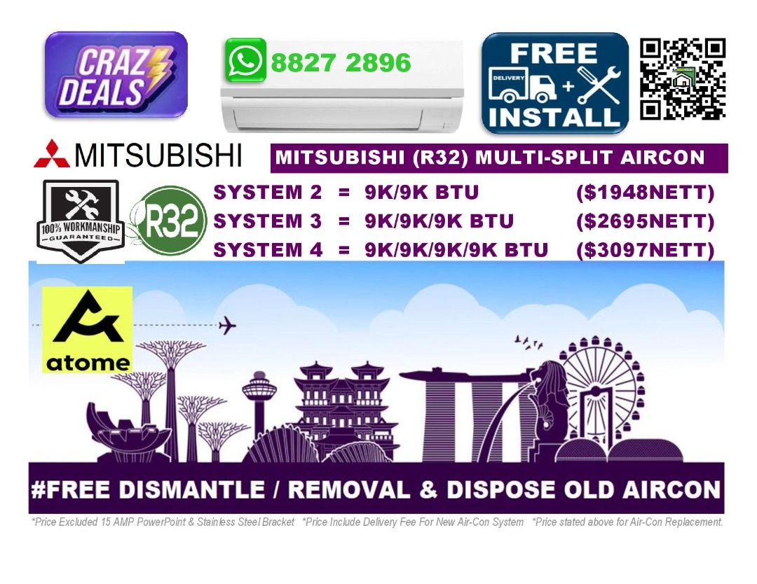 [FREE EZI LINK Cash Card $400] Midea (R32) Air Conditioner Multi-Split ...