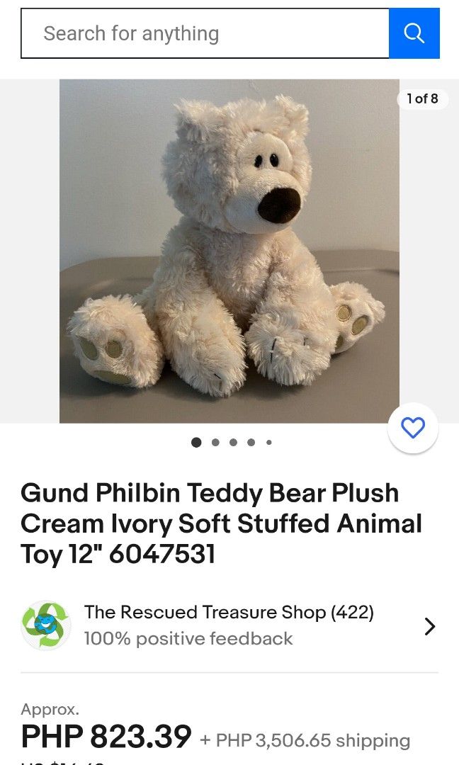 GUND BRAND PHILBIN CREAM-COLORED TEDDY BEAR PLUSH TOY, Hobbies & Toys ...