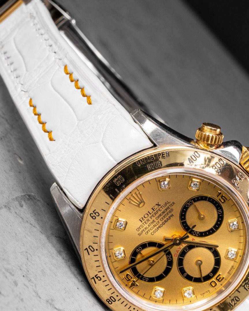 Handmade Hand-stitched Watch Strap in Snow White Crocodile Leather For ...