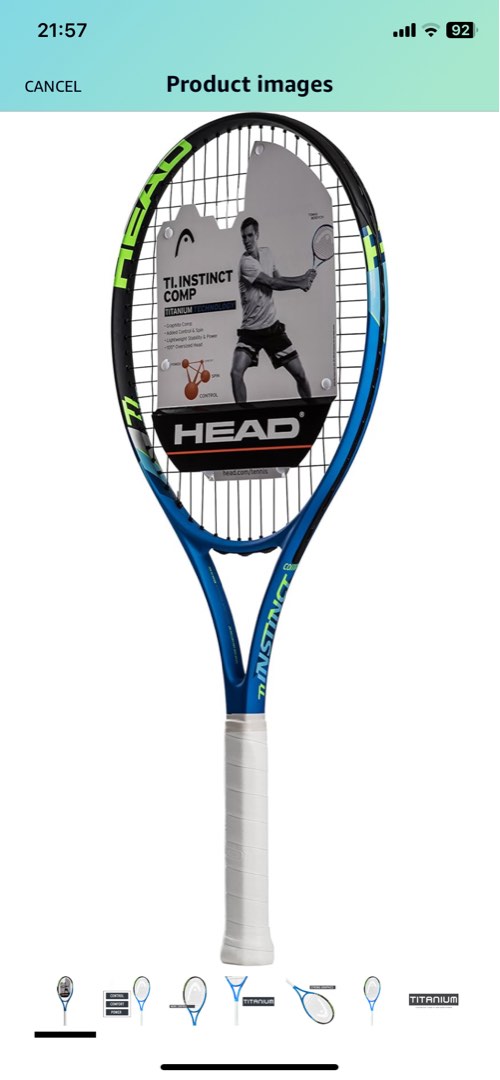 Head Ti. Instinct Comp Tennis Racket - Pre-Strung Head Light Balance 27 ...