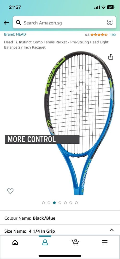 Head Ti. Instinct Comp Tennis Racket - Pre-Strung Head Light Balance 27 ...