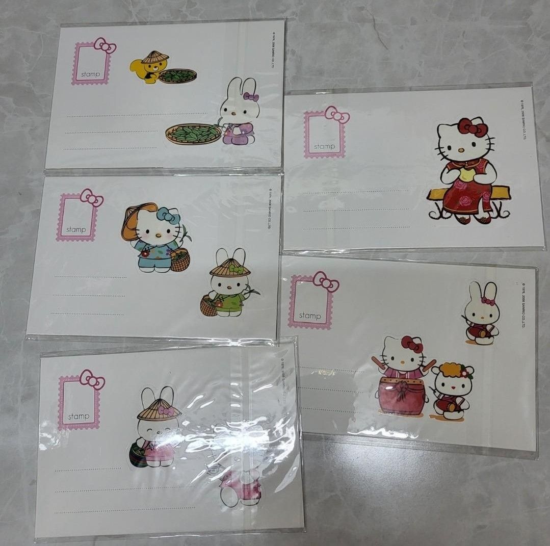 (台灣限定)hello kitty postcard一套5張, 興趣及遊戲, 手作＆自家設計, 文具及工藝 - 畫作及印刷品 - Carousell