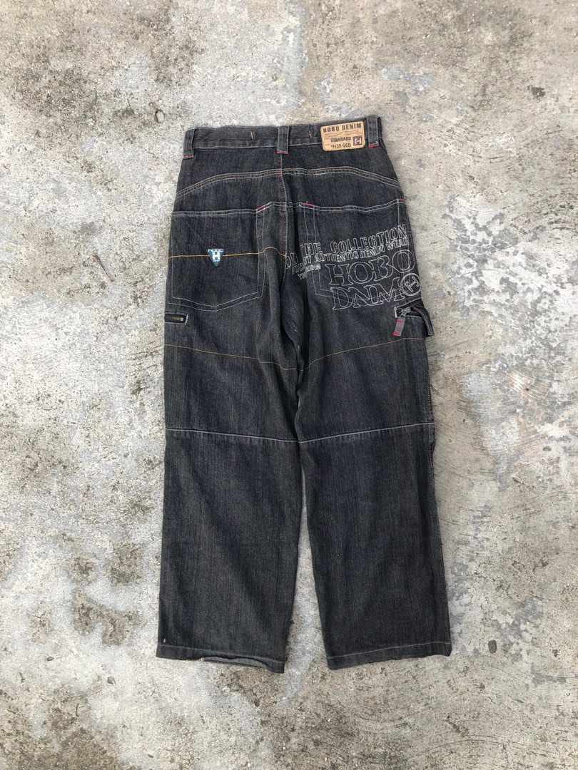 Hobo denim baggy cargo jeans, Fesyen Pria, Pakaian , Bawahan di Carousell
