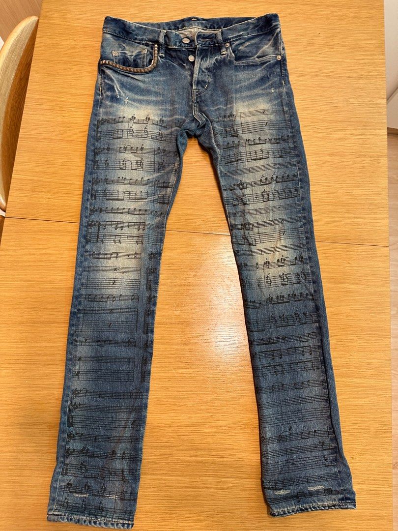 Hysteric glamour music note jeans, 男裝, 褲＆半截裙, 牛仔褲 - Carousell