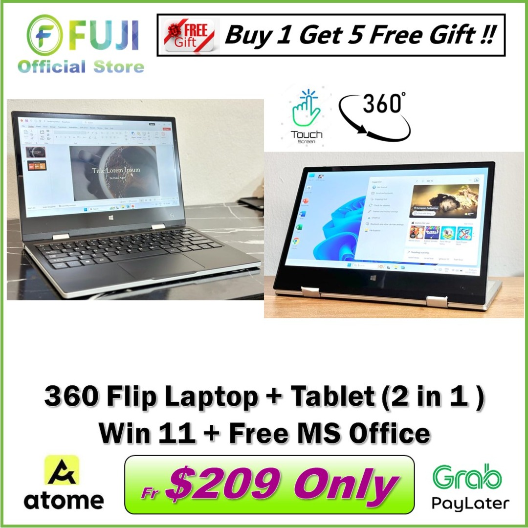 Jumper 360 Flip + Touch Screen Laptop - Windows 11 + MS office - 6GB ...