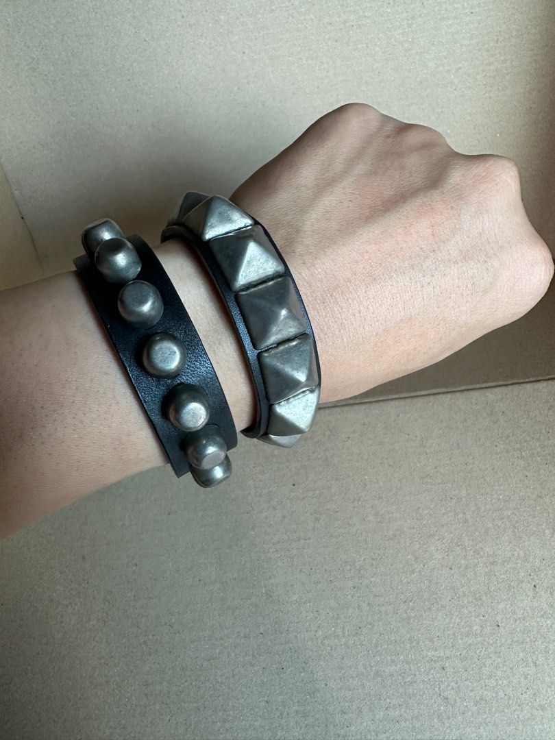 JUNYA WATANABE Leather & Square Stud Bracelet, Luxury, Accessories on Carousell