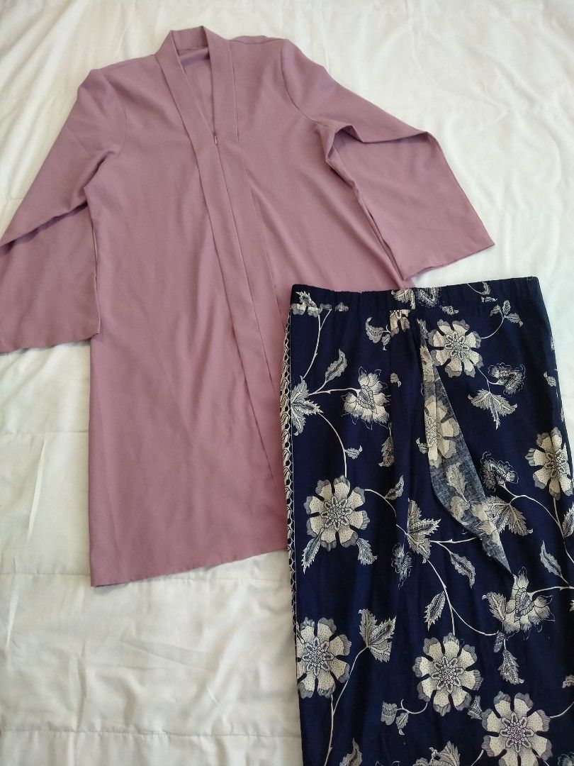 Kebaya Labuh Kain Pario Instant (siap getah), Women's Fashion, Dresses ...