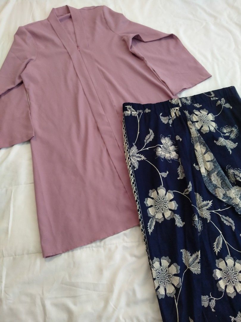 Kebaya Labuh Kain Pario Instant (siap getah), Women's Fashion, Dresses ...