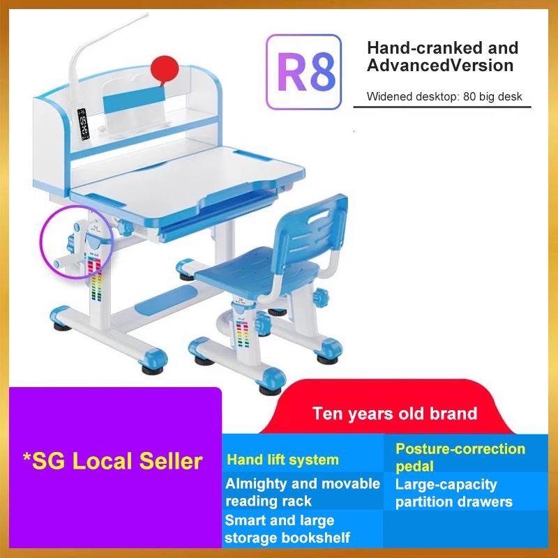 Kids Functional Desk and Chair Set, Kids Table Height Adjustable ...