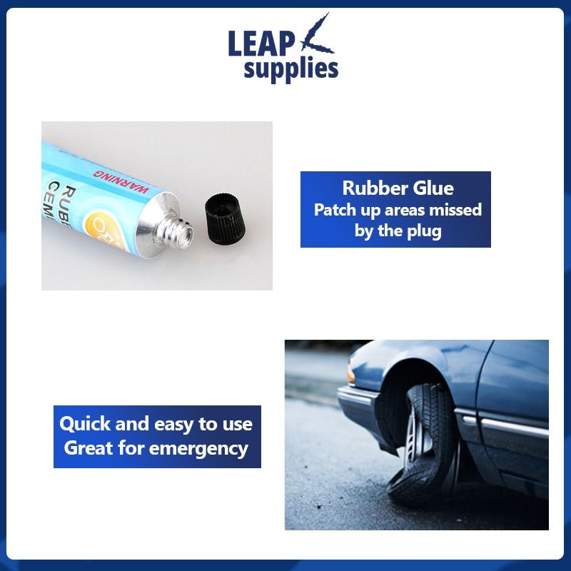 LEAP Car Tyre Patch Kit | Emergency Tyre Repair Glue | Punctured Tire ...