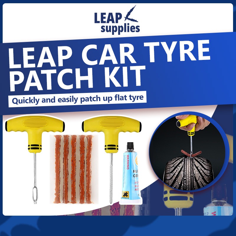 LEAP Car Tyre Patch Kit | Emergency Tyre Repair Glue | Punctured Tire ...